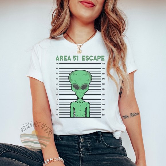 Tops | Area 51 Escape Graphic Tshirt White | Poshmark